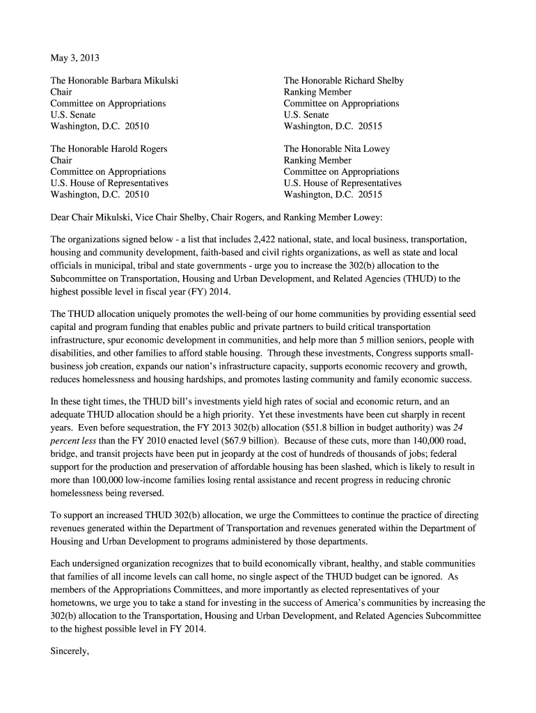 Fillable Online The Honorable Barbara Mikulski Fax Email Print - pdfFiller