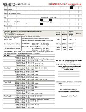 Fillable Online beta acoem 6 - 2015 Registration Form - beta acoem Fax Email Print - pdfFiller