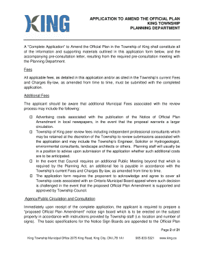 Fillable Online APPLICATION TO AMEND THE OFFICIAL PLAN PLANNING ...