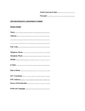 Fillable Online Initial Assessment Date Fax Email Print - pdfFiller
