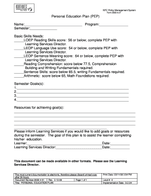 Fillable Online ntcmn 2050-4-01 Personal Education PLan form - ntcmnedu ...
