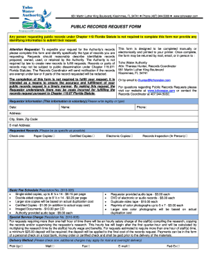 Fillable Online Public Records Request Form Rev 9-2014 - tohowatercom ...