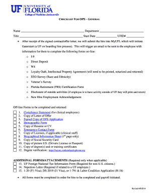 Fillable Online hscj ufl CHECKLIST FOR OPS GENERAL Fax Email Print ...