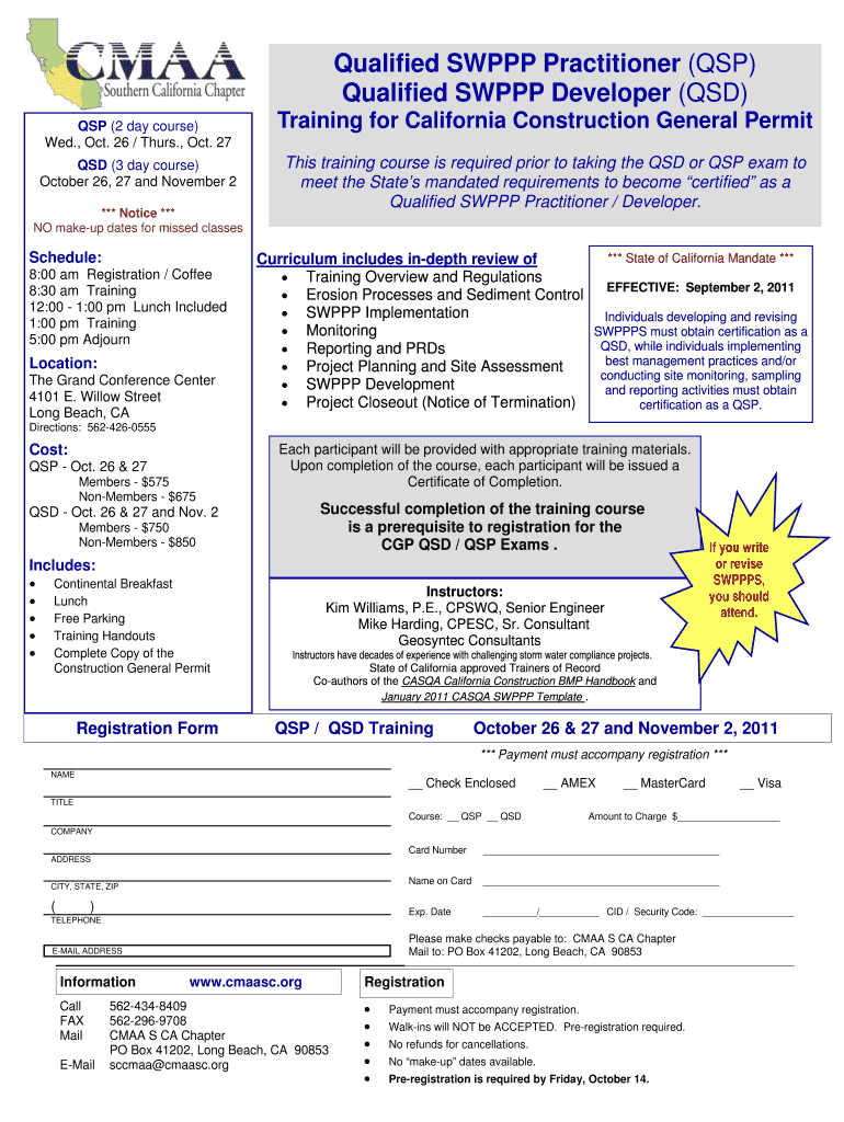 Fillable Online cmaasc Qualified SWPPP Practitioner QSP Qualified SWPPP ...