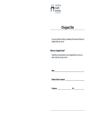 Fillable Online Chopped Diet - Hamilton Health Sciences Fax Email Print ...