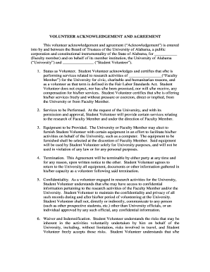 Fillable Online This volunteer acknowledgement and agreement ...