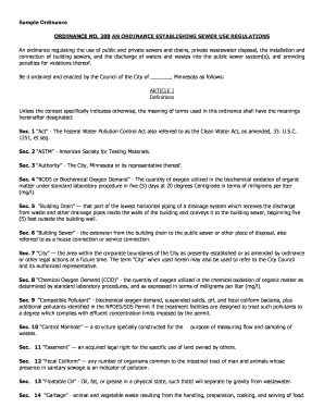 Fillable Online Sample Ordinance ORDINANCE NO 200 AN ORDINANCE Fax ...