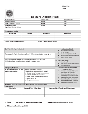 Fillable Online Seizure Action Plan - flourbluffschoolsnet Fax Email ...