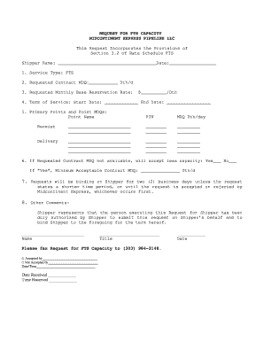 Fillable Online REQUEST FOR FTS CAPACITY - Kinder Morgan Fax Email ...