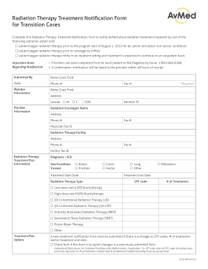 Fillable Online Complete this Radiation Therapy Treatment Notification ...