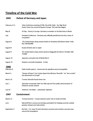 Printable Timeline Of The Cold War
