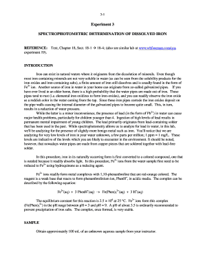 Fillable Online ux1 eiu Experiment 3 SPECTROPHOTOMETRIC DETERMINATION OF DISSOLVED Fax Email ...