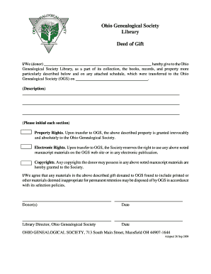 Fillable Online ogs Ohio Genealogical Society Library Deed of Gift ...