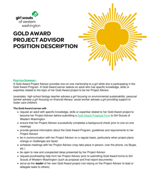 Fillable Online girlscoutsww A Gold Award Project Advisor provides ...