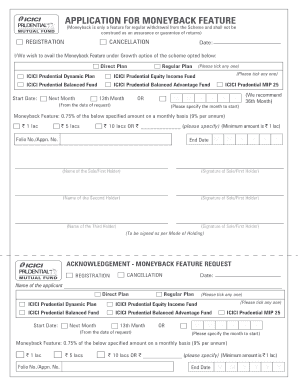 Fillable Online APPLICATION FOR MONEYBACK FEATURE Fax Email Print ...