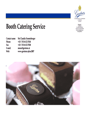 Fillable Online Booth Catering engl - escexhibitionorg Fax Email Print ...