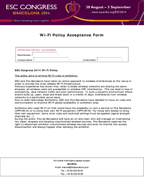 Fillable Online Wi-Fi Policy Acceptance Form - escexhibitionorg Fax ...