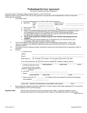 Fillable Online faytechcc Professional Services Agreement - faytechccedu Fax Email Print - pdfFiller