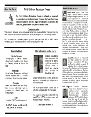 Fillable Online Field Evidence Tech Course - North Coast Polytechnic ...