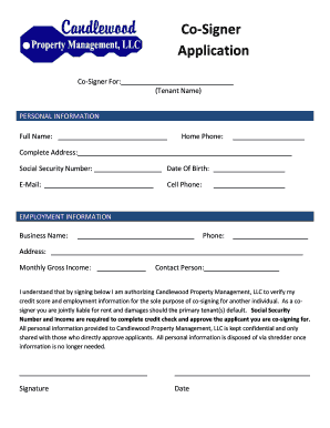 Fillable Online Co-Signer Application - Candlewood Property Mgmt LLC ...
