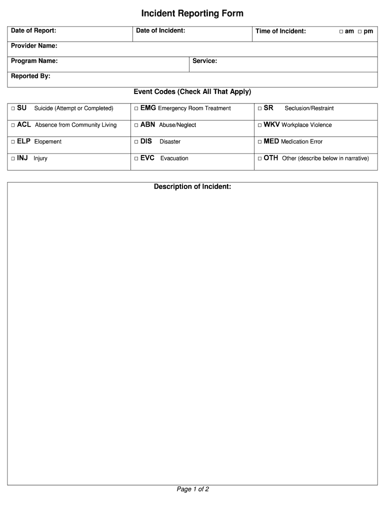 Fillable Online dmh ms Incident Reporting Form - MS Fax Email Print ...