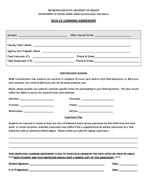 Fillable Online DEPARTMENT OF SOCIAL WORK MSW Concentration Year Macro ...