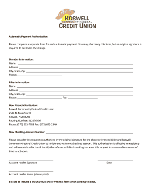 Fillable Online Automatic Payment Authorization Member Information Name ...
