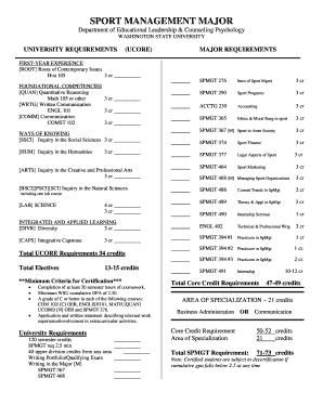 Fillable Online education wsu UNIVERSITY REQUIREMENTS UCORE MAJOR ...