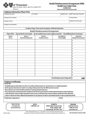 Fillable Online BCBST HRA Claim Form - benefithelpcom Fax Email Print ...