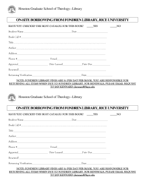 Fillable Online hgst ON-SITE BORROWING FROM FONDREN LIBRARY RICE UNIVERSITY - HGST Fax Email ...