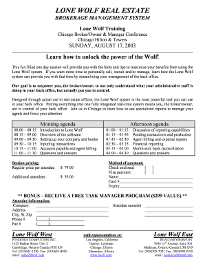 Fillable Online LONE WOLF REAL ESTATE BROKERAGE MANAGEMENT SYSTEM Fax ...