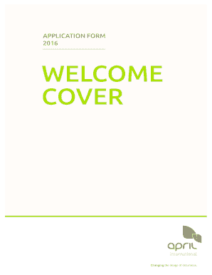 Fillable Online APPLICATION FORM 2016 WELCOME COVER Fax Email Print ...