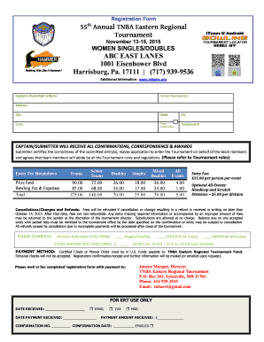 Fillable Online tnbainc tnba eastern regional tournament Fax Email ...