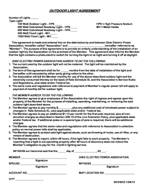 Fillable Online OUTDOOR LIGHT AGREEMENT - Dixie Electric Power ...