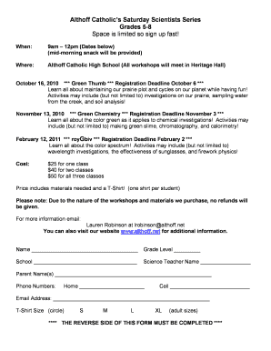 Fillable Online Saturday Scientists application form Fax Email Print ...