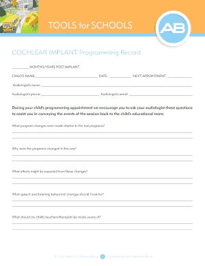 Fillable Online TOOLS for SCHOOLS - Advanced Bionics Fax Email Print ...