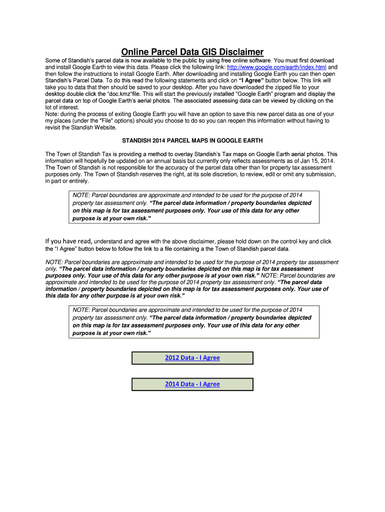 Fillable Online Online Parcel Data GIS Disclaimer Fax Email Print ...