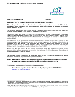 Fillable Online ETI Safeguarding Proforma 2014-15 with prompts Fax ...