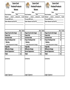 Fillable Online Score Card Score Card Score Card Finished Products Fax Email Print - pdfFiller
