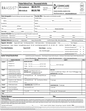 Fillable Online Patient Referral Form Rheumatoid Arthritis Fax Email Print - pdfFiller