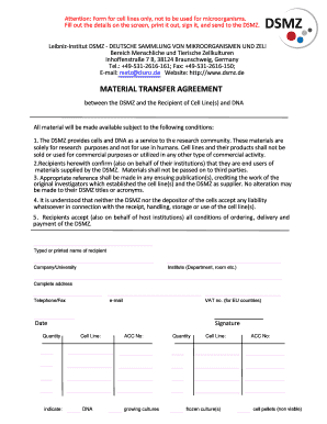 Fillable Online Attention Form for cell lines only, not to be used for ...