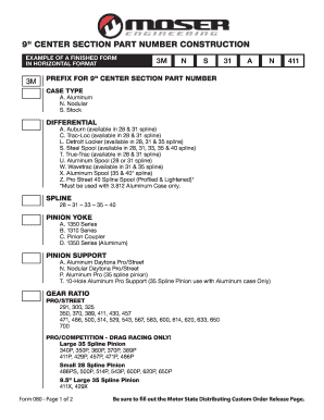 Fillable Online 9" CENTER SECTION PART NUMBER CONSTRUCTION Fax Email ...