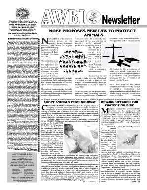 Fillable Online awbi Newsletter - Animal Welfare Board of India - awbi ...