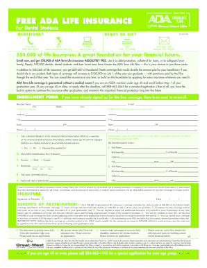 Fillable Online FREE ADA LIFE INSURANCE Fax Email Print - pdfFiller