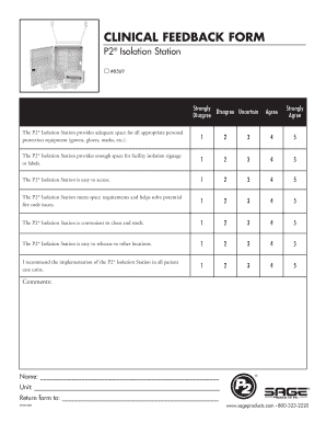 Fillable Online CLINICAL FEEDBACK FORM - Sage Products Fax Email Print ...
