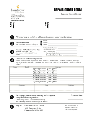 Fillable Online REPAIR ORDER FORM - FrontRow Fax Email Print - pdfFiller