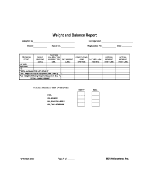 Fillable Online Weight and Balance Report - MD Helicopters Fax Email ...