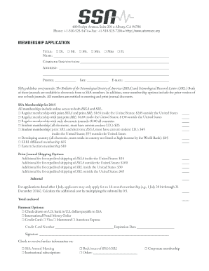 Fillable Online $165 inside the United States $205 outside the United ...