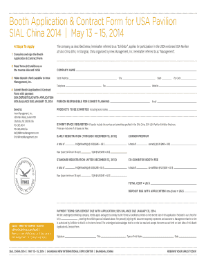 Fillable Online Booth Application Contract Form for USA Pavilion SIAL ...
