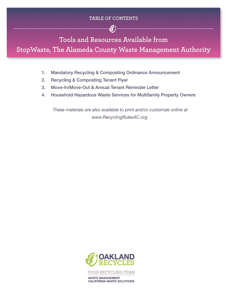 Fillable Online Alameda County Waste Management Authority ...